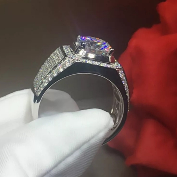 Accessories | Mens 925 Silver Round Cut Halo Diamond Ring Size 11 ...